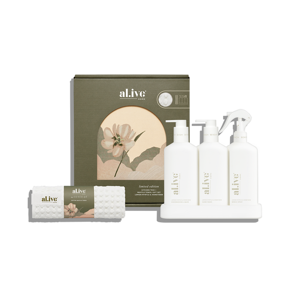 Alive Body The Retreat Collection Kitchen Trio & Towel Gift Set - Lemo ...