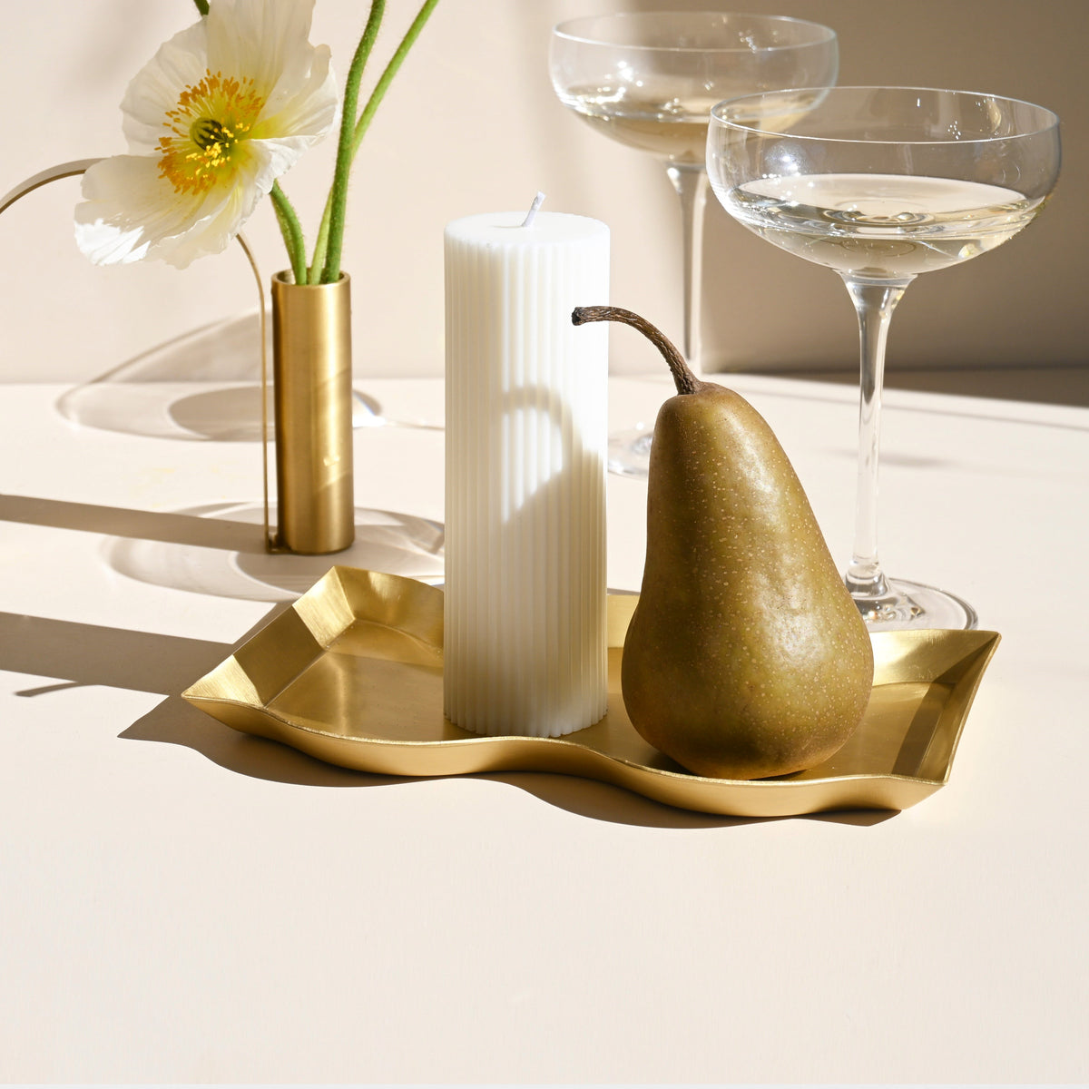 Black Blaze Wave Brass Candle Tray - Card N All